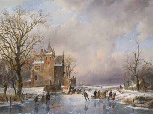 Schelfhout, A. | Een Hollands winterlandschap vele schaatsenrijders en ...